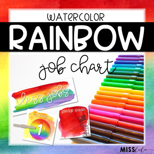 Rainbow Watercolor Classroom Job Chart | Miss Lulu