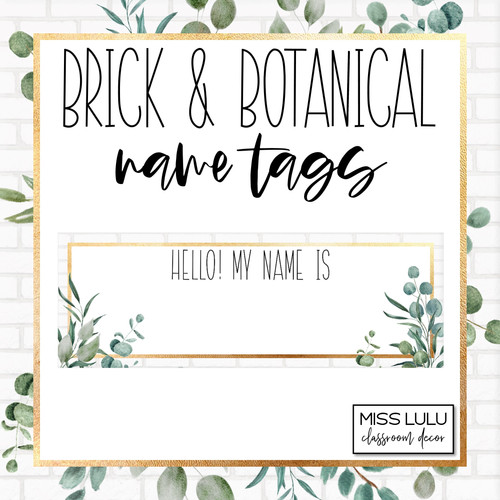 Brick & Botanical Gold Name Tags | Miss Lulu