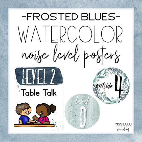 Frosted Blues Watercolor Noise Level Chart | Miss Lulu