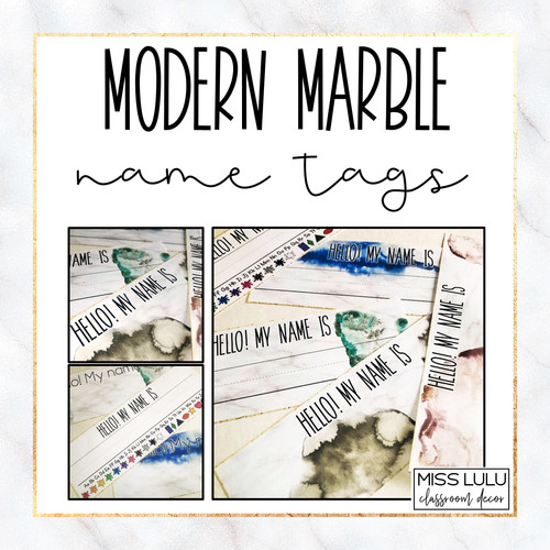 Modern Marble Name Tags | Miss Lulu