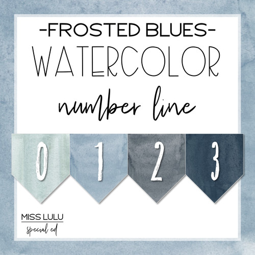 Frosted Blues Watercolor Number Line | Miss Lulu
