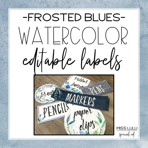 Frosted Blues Watercolor Editable Labels | Miss Lulu