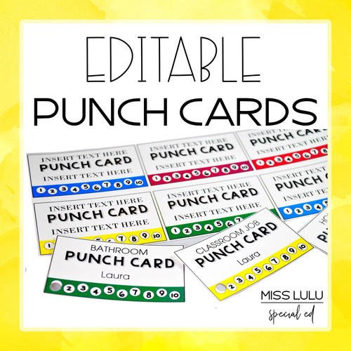 Editable Punch Pass Cards for Classroom Management | Miss Lulu