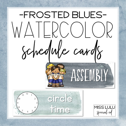 Frosted Blues Watercolor Schedule Cards | Miss Lulu