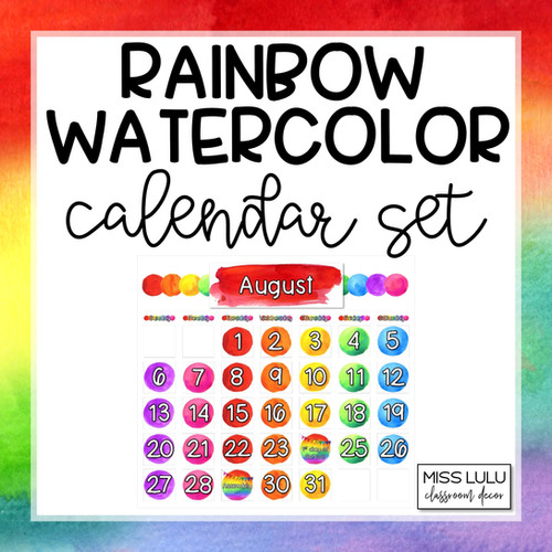 Rainbow Watercolor Calendar Set | Miss Lulu