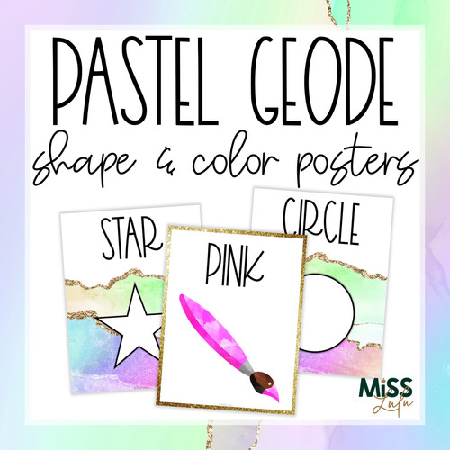 Pastel Geode Color & Shape Posters | Miss Lulu