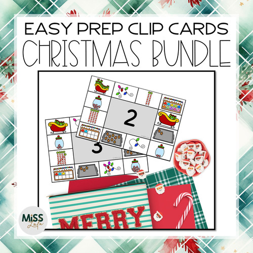 Christmas Easy Prep Clip Cards | Letters, Numbers, Counting, Shapes ...