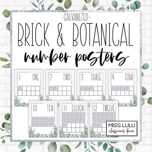 Brick & Botanical Galvanized Number Posters | Miss Lulu