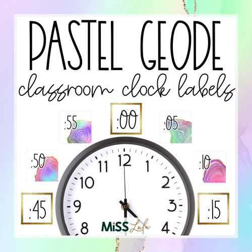 Pastel Geode Clock Labels | Miss Lulu
