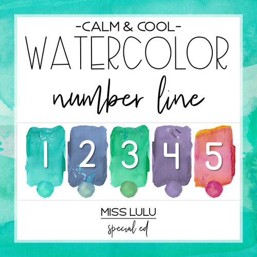 Calm & Cool Watercolor Number Line | Miss Lulu