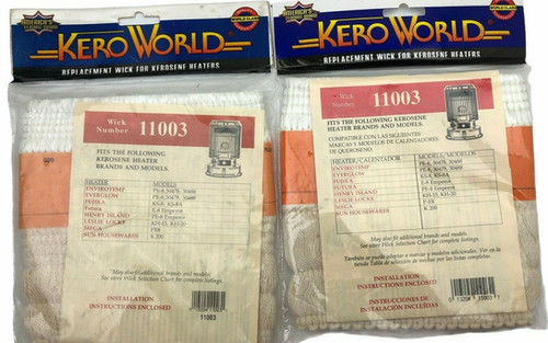 Everglow PE-8 Wick, Kero-World TWO WICKS #11003, Envirotemp 30488 Wick, Mega PE8 | monitorheater.com