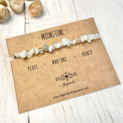 Moonstone Crystal Chip Bracelet | High Vibe Alignment