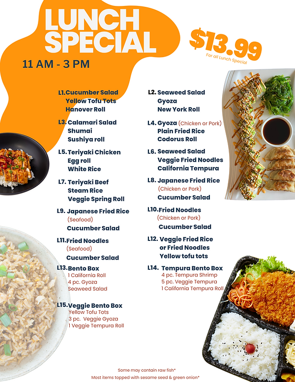 MENU | Sushi Ya Asian Fusion