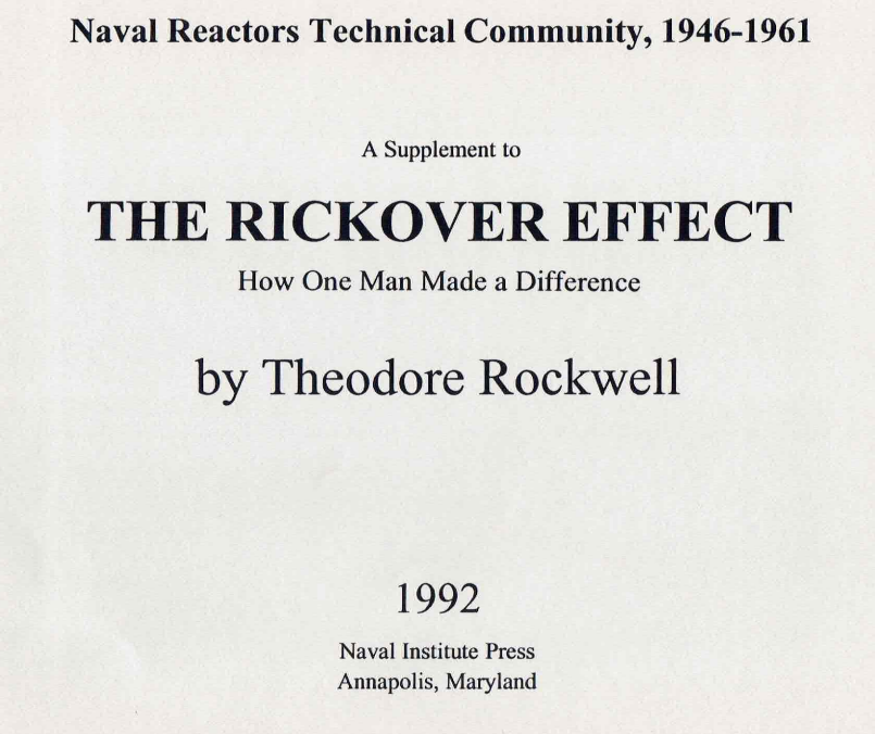 The Rickover Effect - Supplement | NR-HA.org