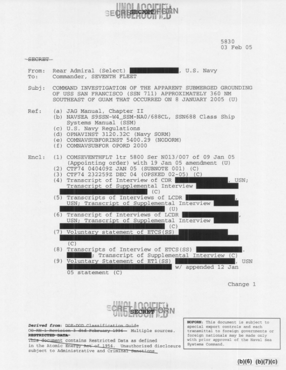 San Francisco (SSN 711) Grounding (2005) Investigation Report | NR-HA.org