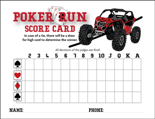 Poker Run Score Card - ATV | Lizard Creek Design