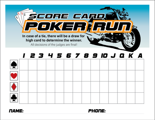 Poker Run Score Card - Motorcycle | Lizard Creek Design