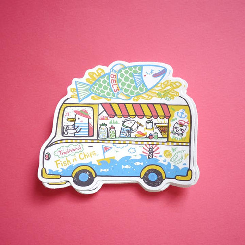 Fish N' Chips Street Food Truck Fishes Vinyl Sticker By Bel’s Art World ...