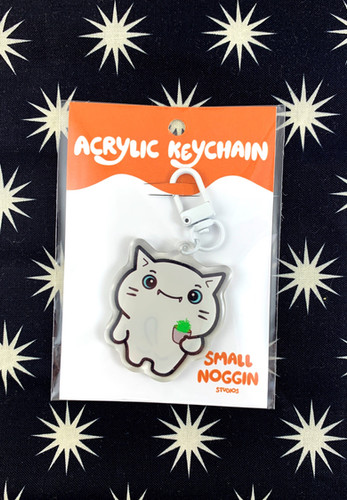 White Cat Plant Acrylic Keychain By Small Noggin Studios | For Mew