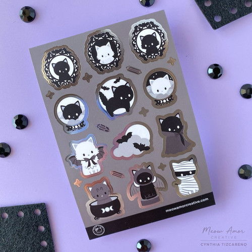 Gothic Cats Silver Foil Sticker Sheet By Meow Amor Creative | For Mew