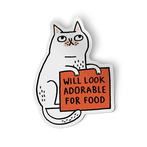 Will Look Adorable For Food Cat Sticker By Gemma Correll Badge Bomb ...