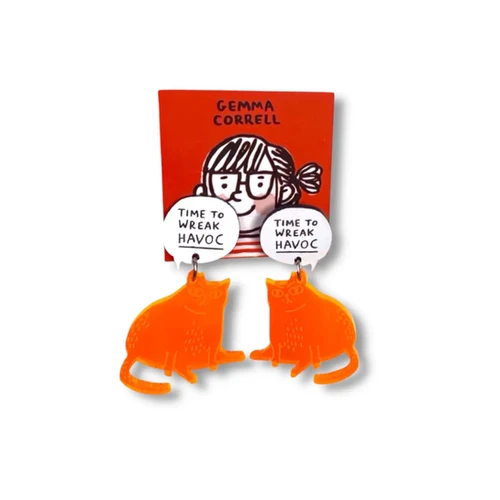Wreak Havoc Cat Dangle Earrings By Gemma Correll and Vinca | For Mew
