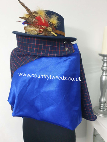 Blue tweed cape with red stripe and a stunning blue satin liner | My Site