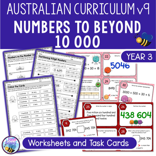 Australian Curriculum V9 Year 3 Numbers to Beyond 10 000 Worksheets ...