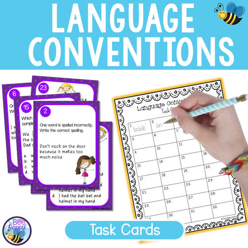 Language Conventions Task Cards | Bee Happy Teaching