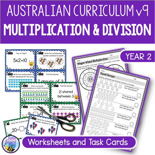 Australian Curriculum v9 Year 2 Multiplication & Division Worksheets ...