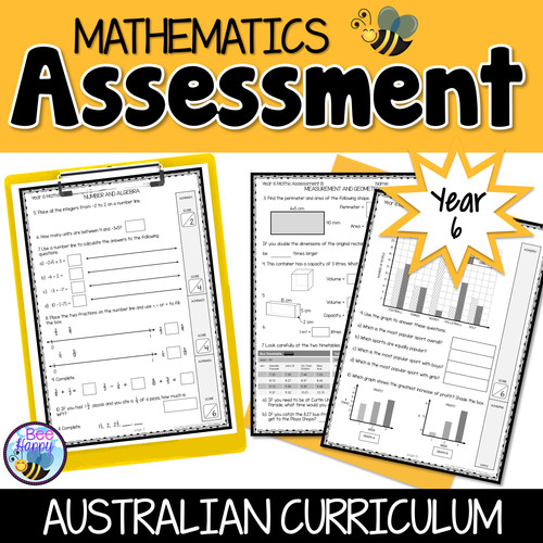Maths Assessment Year 6 Australian Curriculum | Bee Happy Teaching