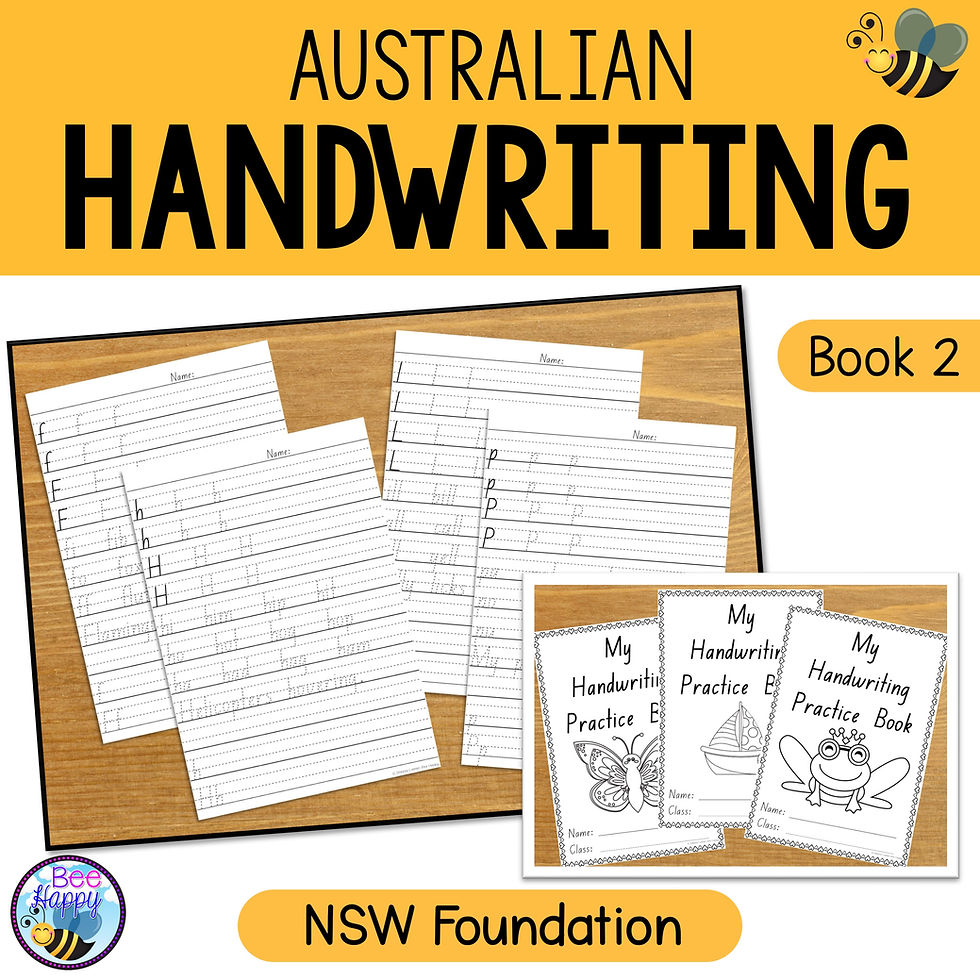 Australian Handwriting Practice Book 2 NSW Foundation | Bee Happy Teaching