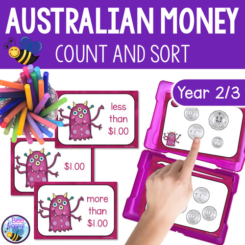 Australian Money Task Cards | Count and Sort Games | Bee Happy Teaching
