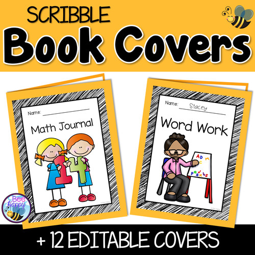 Editable Book Covers Scribble | Bee Happy Teaching