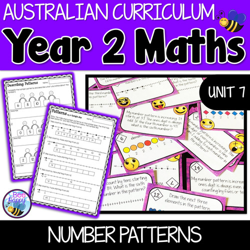 Year 2 Maths Unit 7 Number Patterns Worksheets and Task Cards | Bee ...