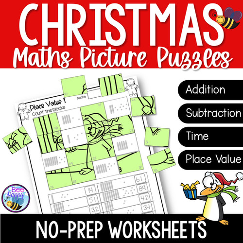Christmas Maths Picture Puzzles | Bee Happy Teaching