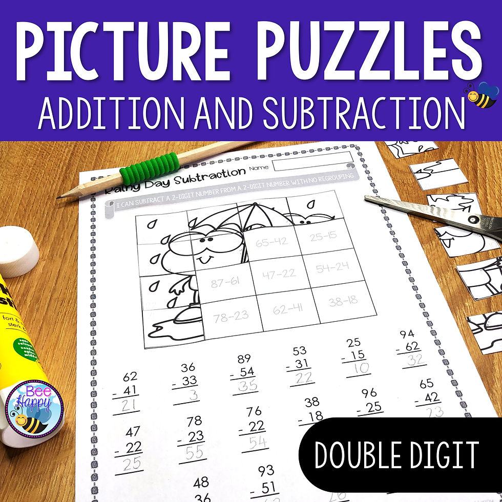 Picture Puzzles | Double Digit Addition and Subtraction | Bee Happy ...