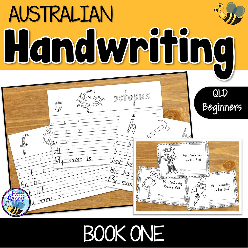 Australian Handwriting Practice Book 1 | QLD Beginners | Bee Happy Teaching