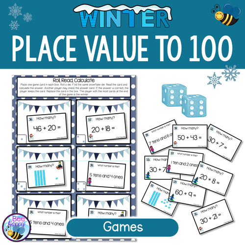 Winter Place Value Dice Games | Bee Happy Teaching