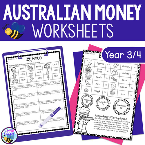 Australian Money Worksheets Year 3/4 | Bee Happy Teaching