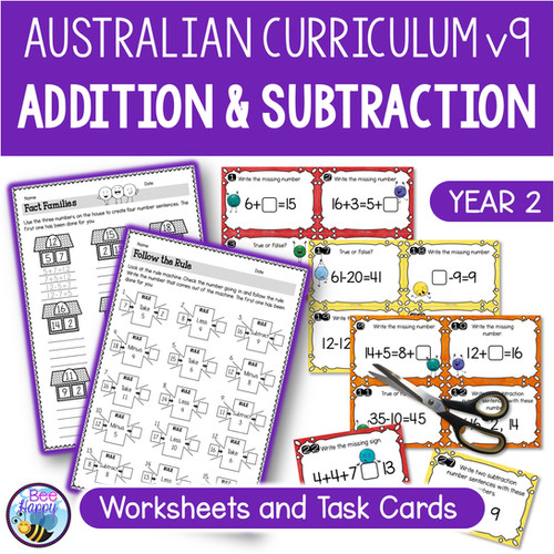Australian Curriculum v9 Year 2 Addition and Subtraction Worksheets ...