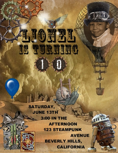 Steampunk Birthday Party Invitations (sold in sets of 10) | Cheryl's ...