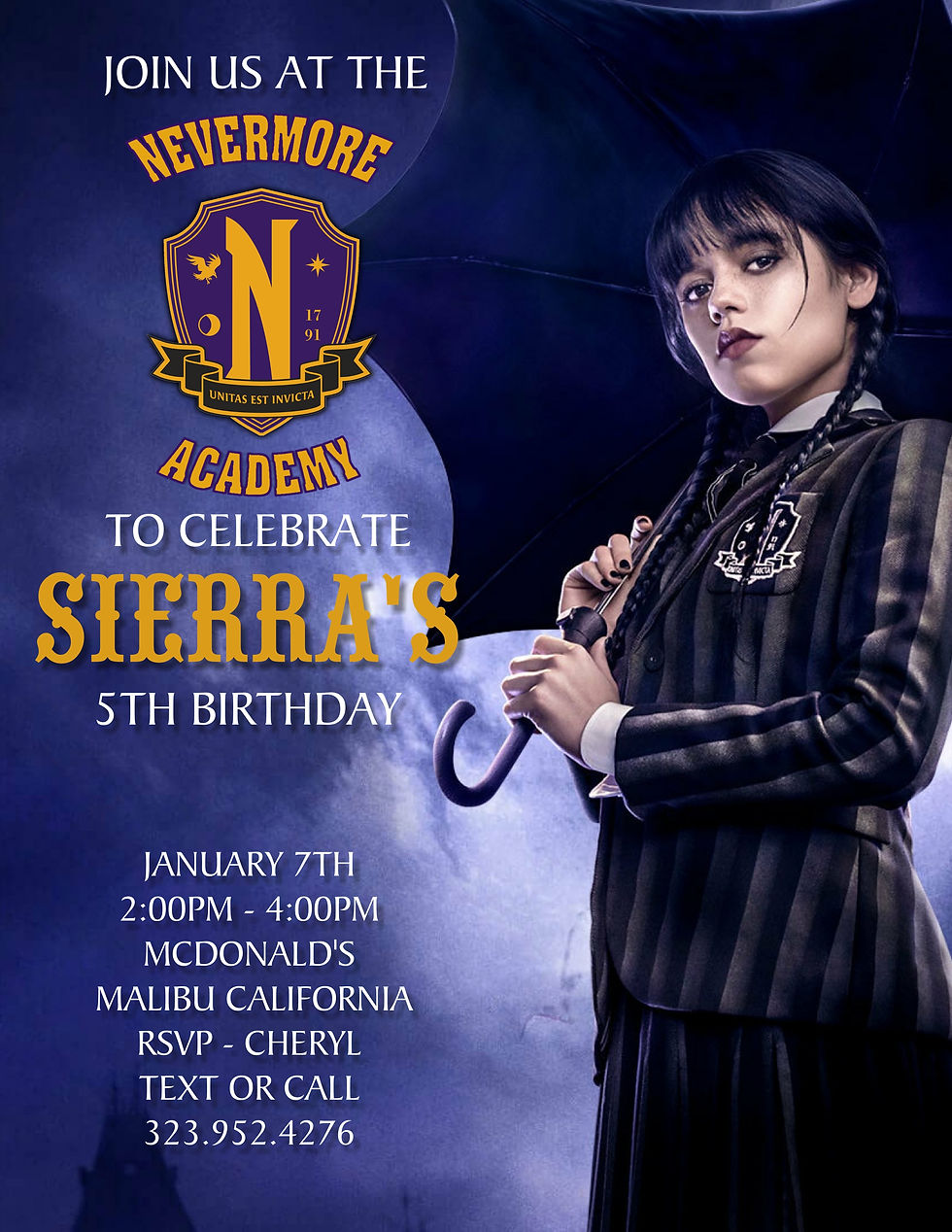 Wednesday Addams Nevermore Birthday Invitation (sold in 10) | Cheryl's ...
