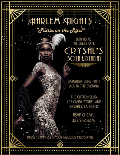 Harlem Nights Diva Club Party Invitation (sold in sets of 10) | Cheryl's Invitations