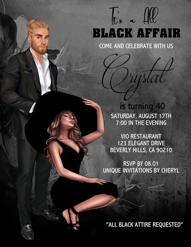 That's Fact It's All Black Party Couple 2 Invitation (sold in sets of ...