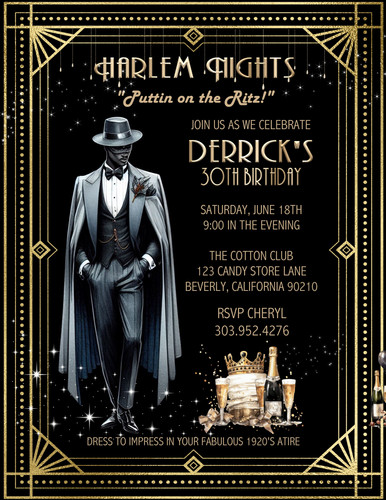 Harlem Nights Birthday King Invitation (sold in sets of 10) | Cheryl's ...