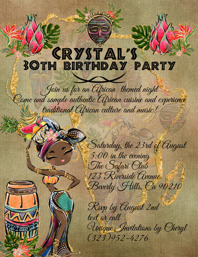 African Birthday Invitation (sold in sets of 10) | Cheryl's Invitations