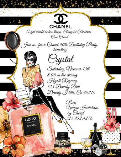 Boss Lady Chanel Birthday Party Invitation (sold in sets of 10 ...