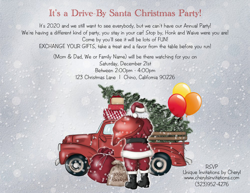 Santa Holiday Drive By Gift Exchange Invitation (sold in sets of 10 ...