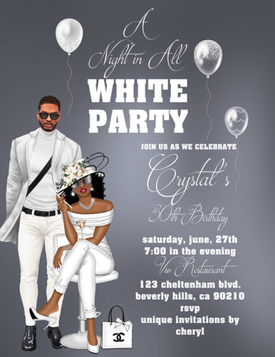 White Party Invitation (sold in sets of 10) | Cheryl's Invitations